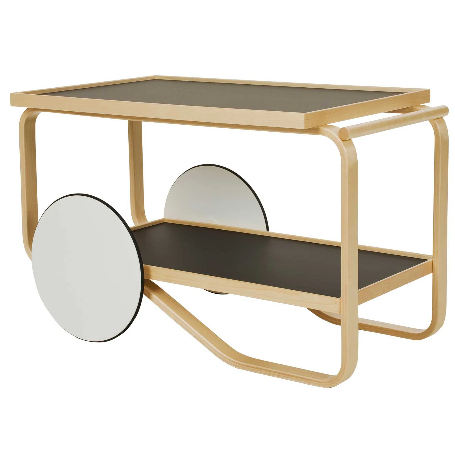 901 Serveringsvogn, Bjørk / Sort Linoleum fra Artek | RoyalDesign.no