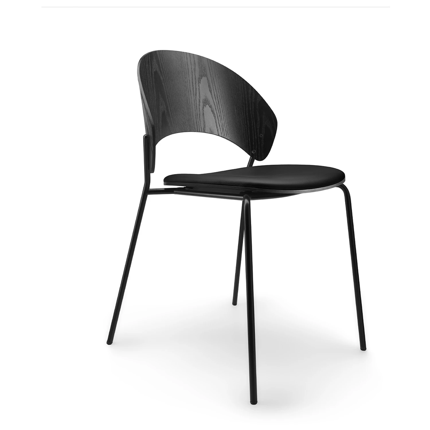 Dosina Stol, Svart Eik / Sort Skinn | RoyalDesign.no